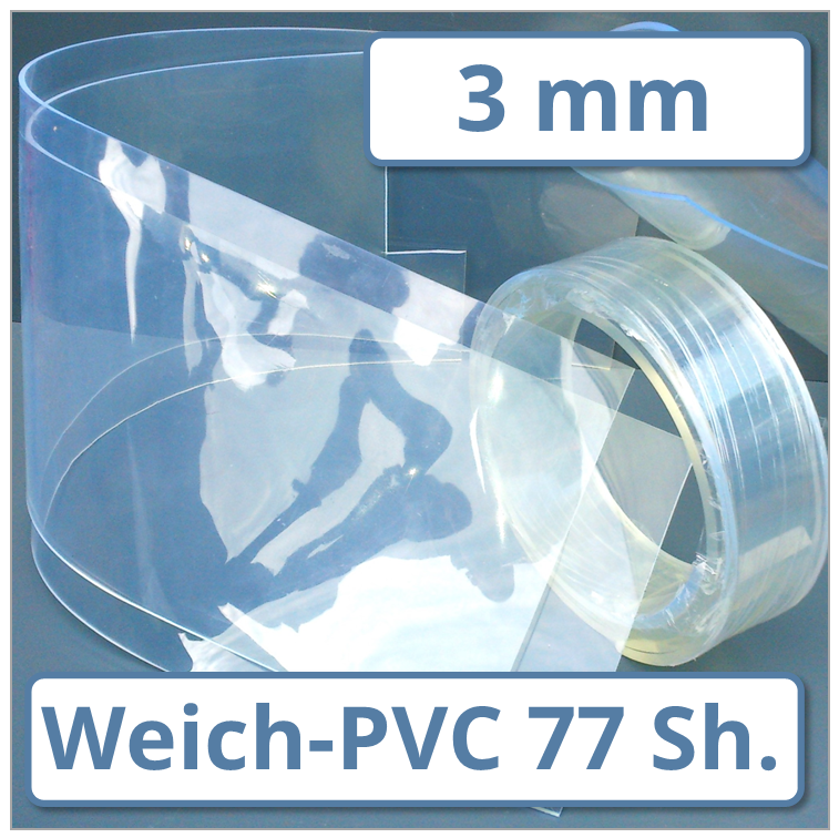 Weich-PVC Platte 3 mm 77 ±5° Shore A transparent